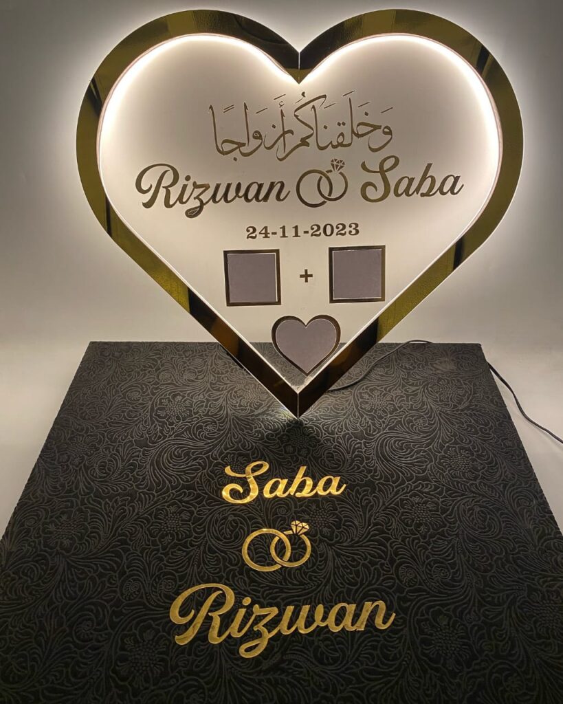 Nikah Neon Light Heart Thumb Impression Frame/Board with Box – The Nuksh